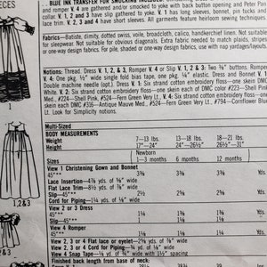 Simplicity 7705 Sewing Pattern, Heirloom Christening Gown, Dress, Slip ...