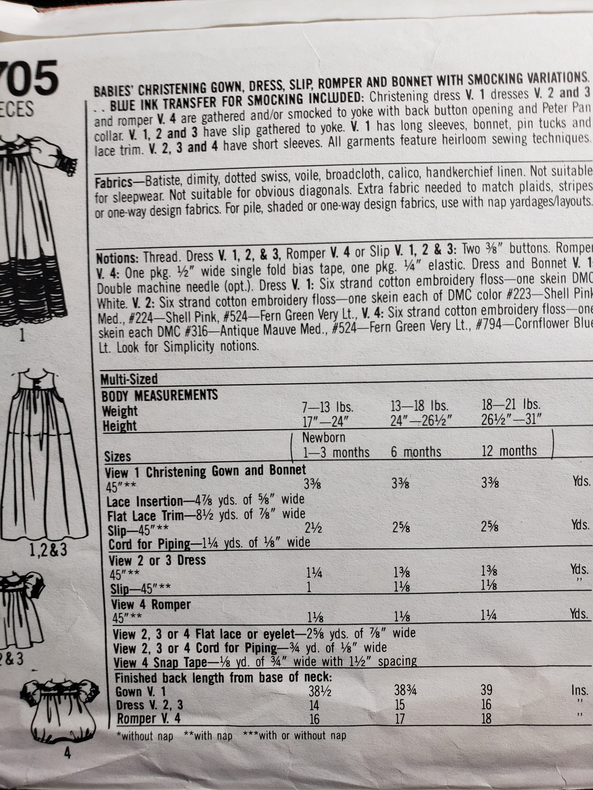 Simplicity 7705 Sewing Pattern, Heirloom Christening Gown, Dress, Slip ...