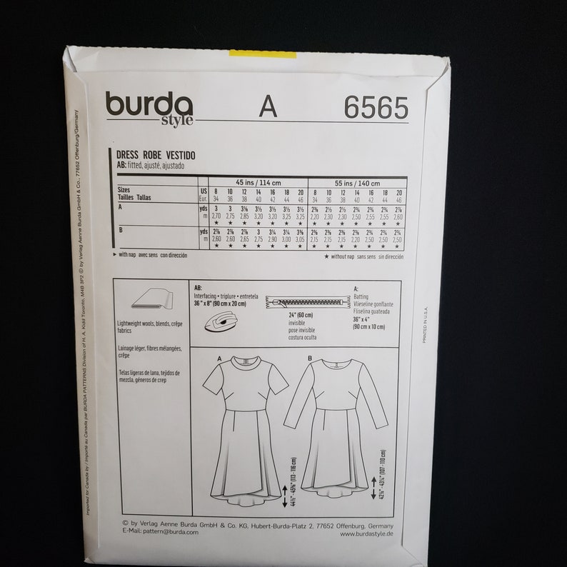 Burda 6565 Sewing Pattern for High Waisted Semi Wrap Dress - Very Rare ...