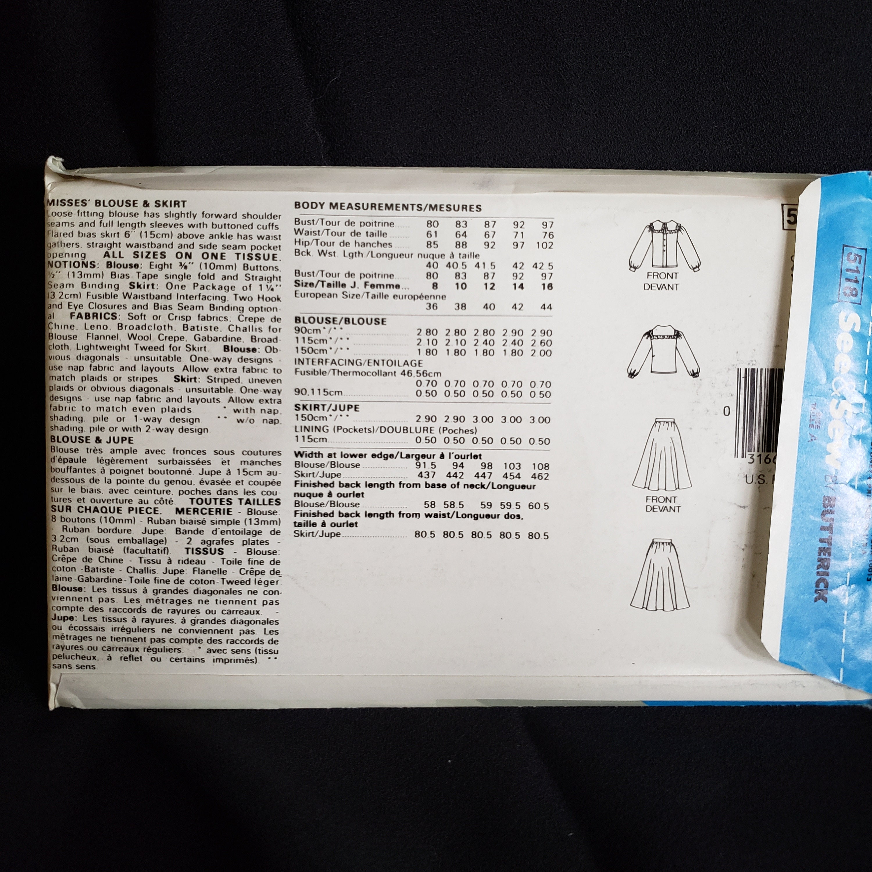 See & Sew 5118 Sewing Pattern for Vintage Blouse With Unusual Collar ...