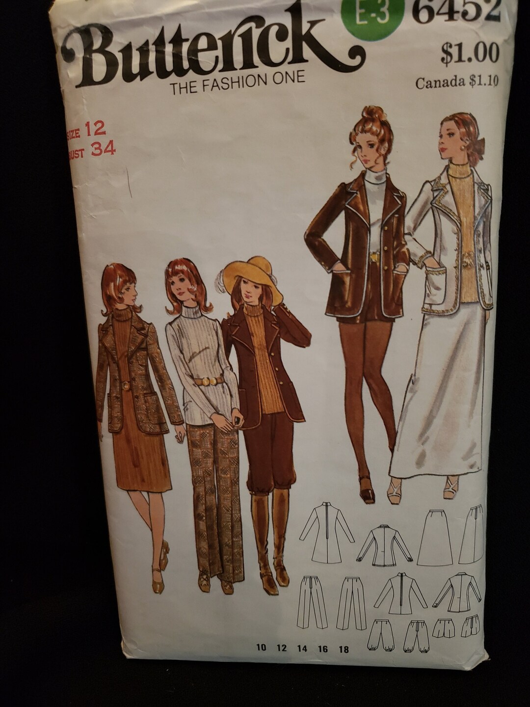 Butterick 6452 Sewing Pattern for Misses Size 12 CUT Dress, Pants ...