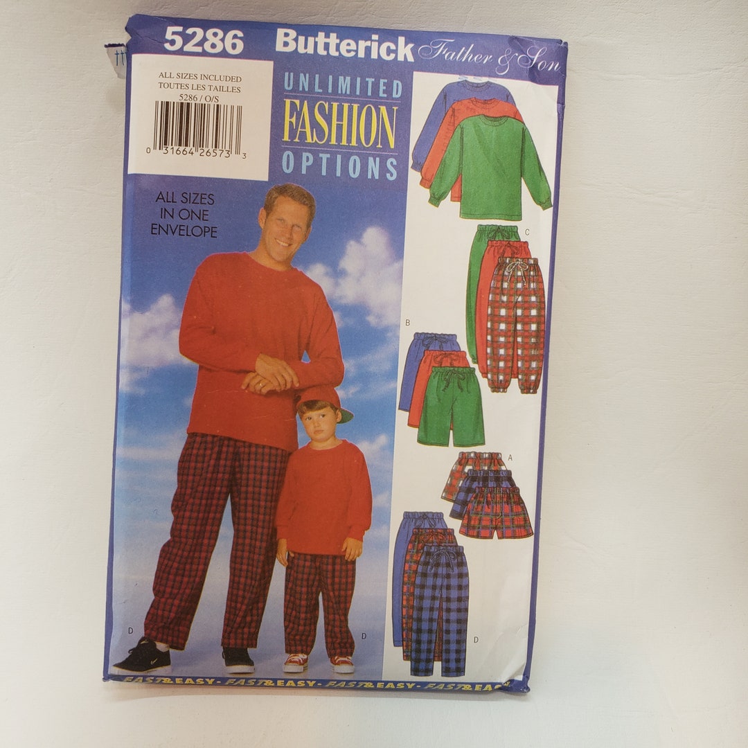 Butterick 5286 Father and Son Sewing Pattern for Sweats, Shorts ...