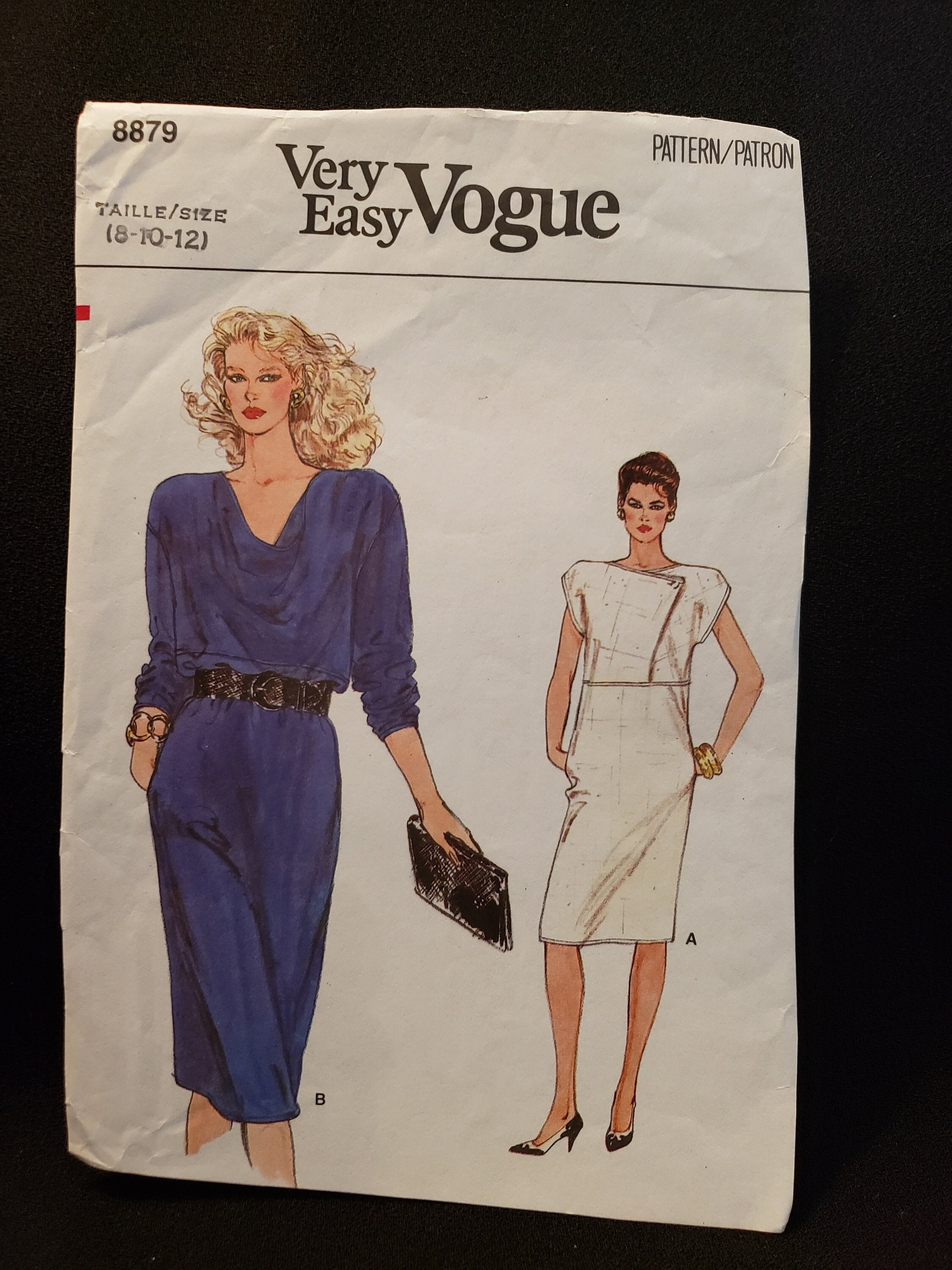 Vogue 8879 Sewing Pattern for Dress, Draped Neckline or Asymmetrical ...