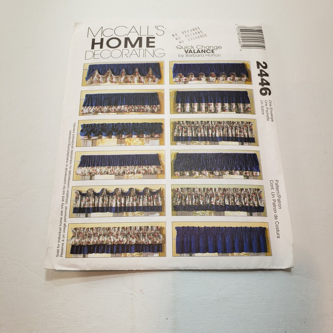 Mccall's 2446 Sewing Pattern for Window Toppers UNCUT FF Quick Change ...