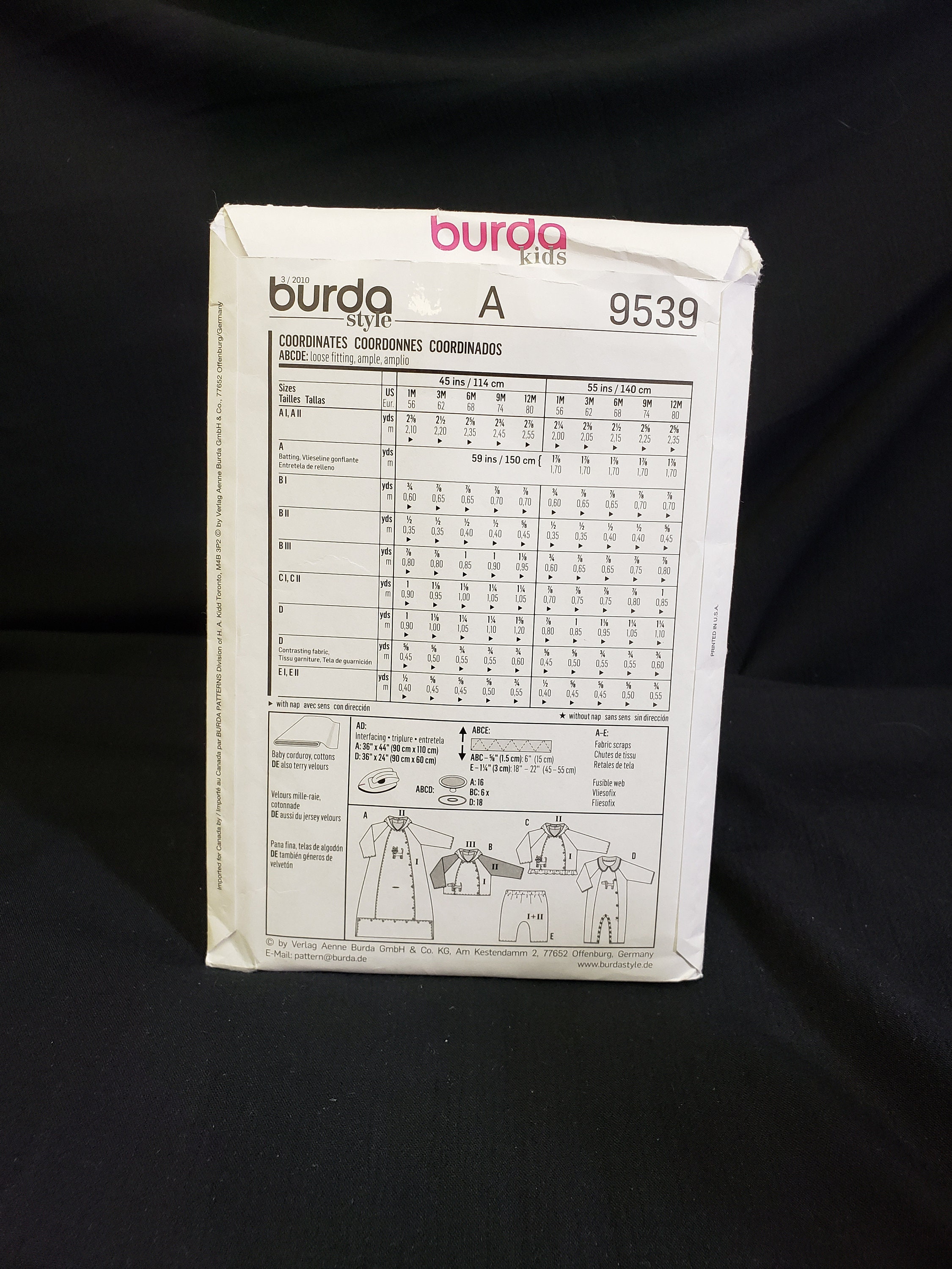 Burda 9539 Sewing Pattern for Baby Bunting Sleeper and 2 - Etsy