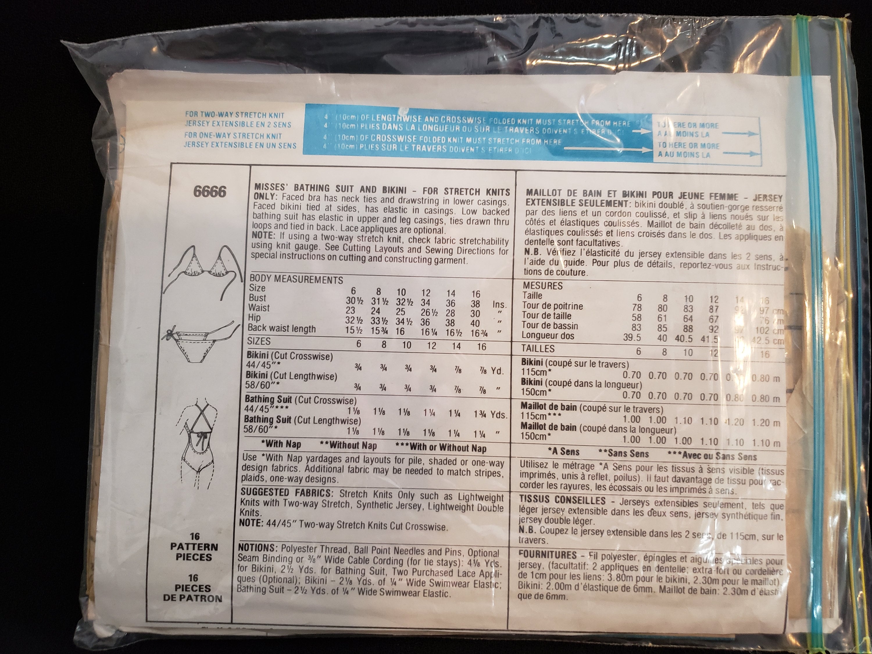 Mccall's 6666 Sewing Pattern for Bikini's and Bathing Suit Some Pieces ...