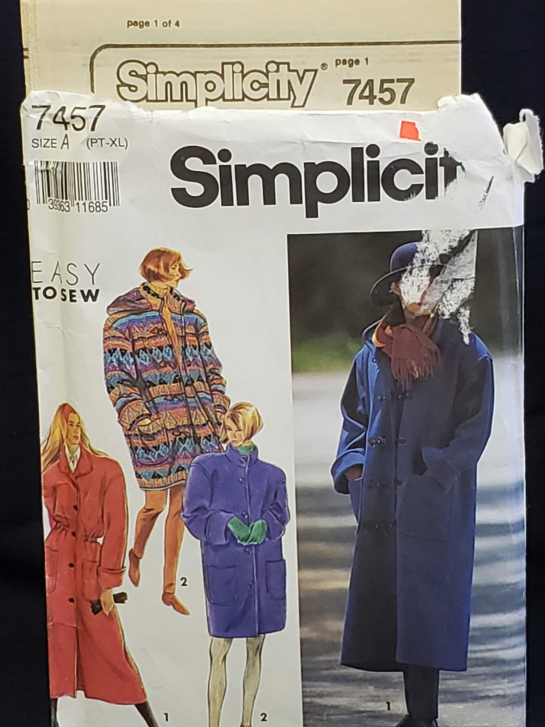 Simplicity 7457 Sewing Pattern for Ladies Coat With Detachable Hood ...