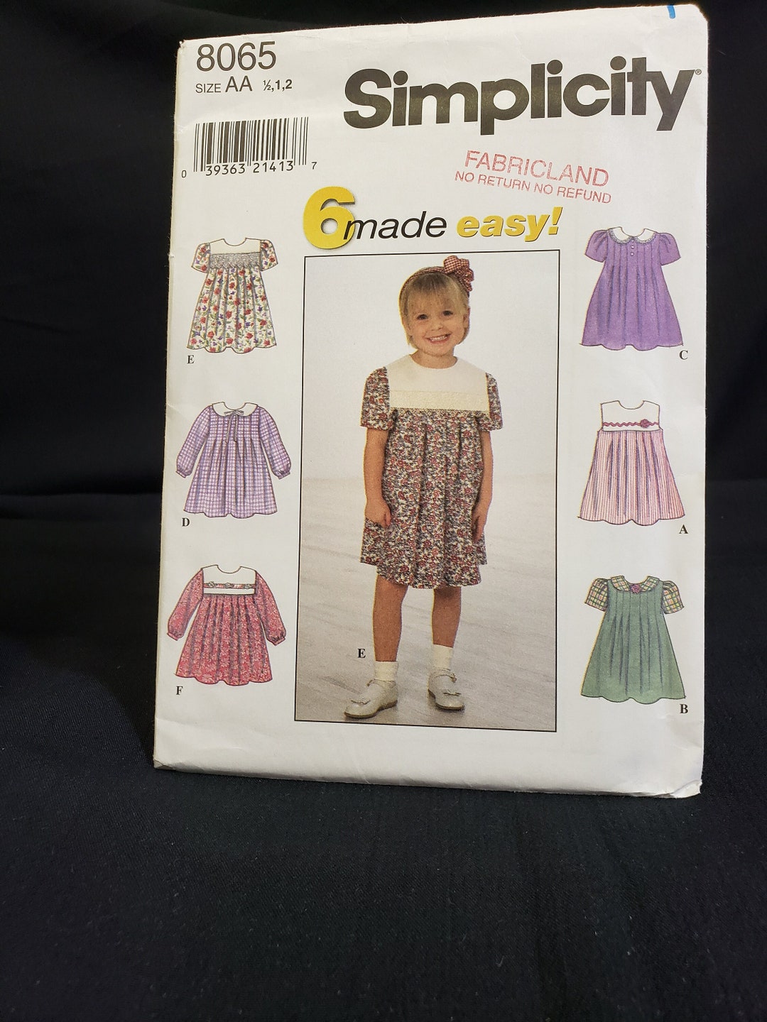 Simplicity 8065 Sewing Pattern for Toddlers Dress Variations - Sizes .5-2 UNCUT FF - Etsy