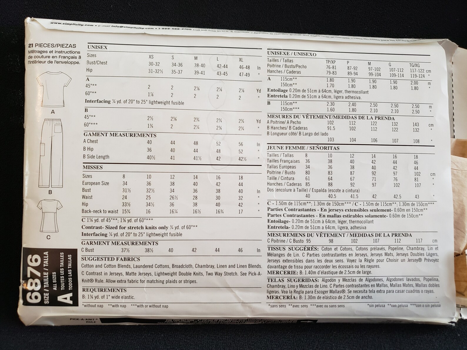 New Look 6876 Sewing Pattern for Unisex Scrubs, Top and Pants, Pockets ...