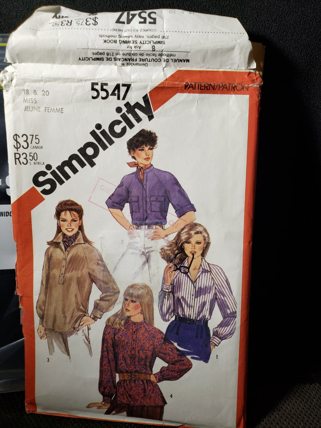 Simplicity 5547 Sewing Pattern Blouse in Sizes 1820 Front - Etsy