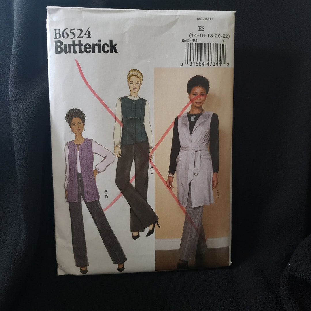 Misses' Vest, Belt and Pants - Butterick 6524 Sewing Pattern for Womens ...