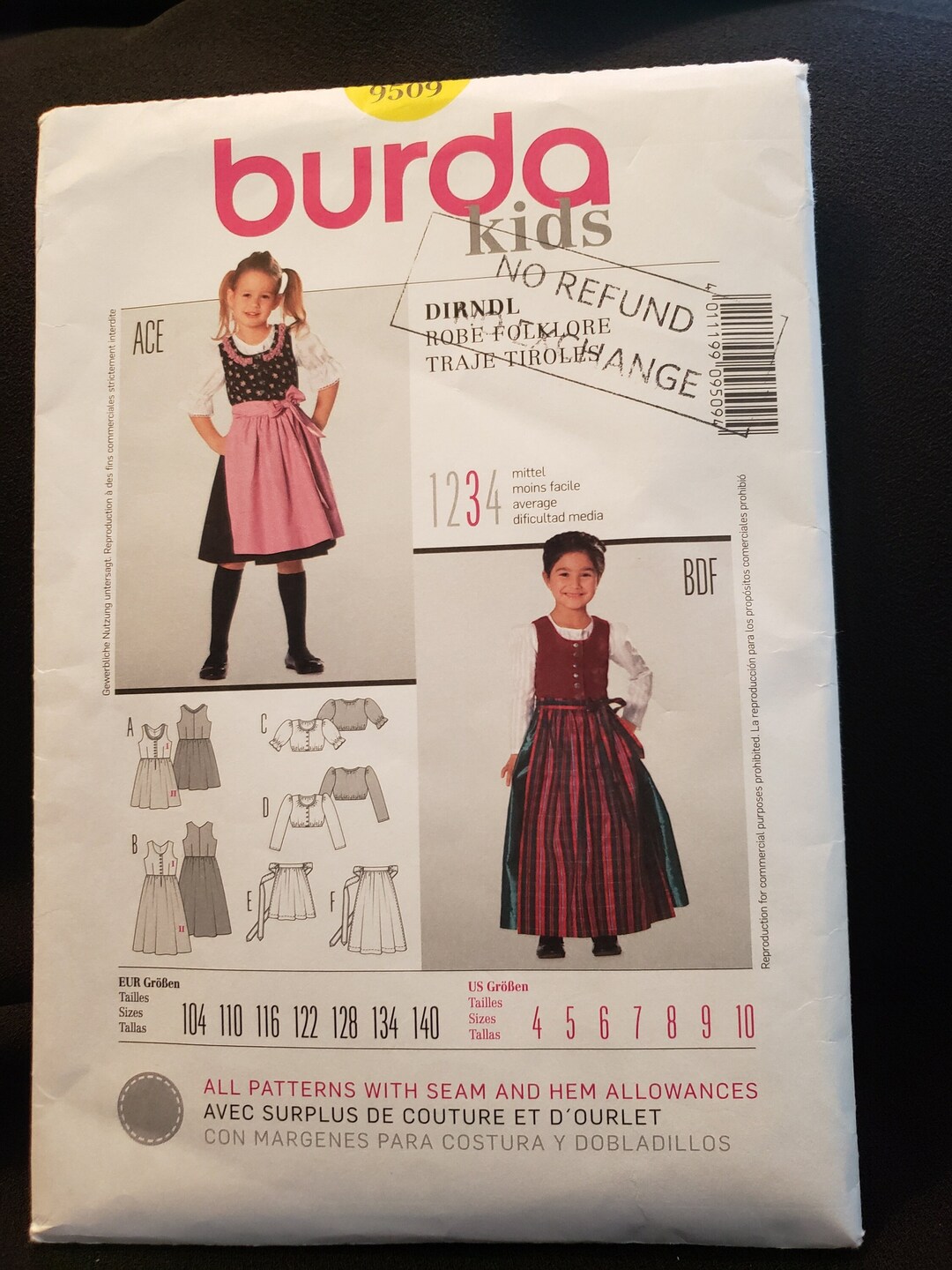 Burda 9509 Sewing Pattern for Oktoberfest Dress, Top and Apron, Drindl ...