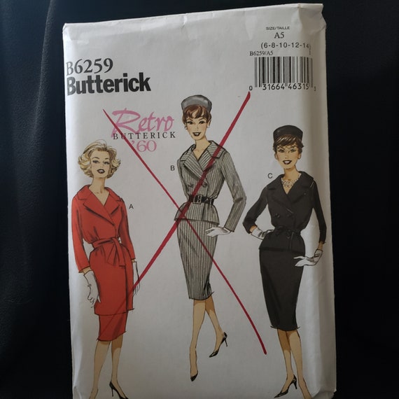 Butterick 6259 Retro Reissue 1960's Womens Jacket Belt - Etsy