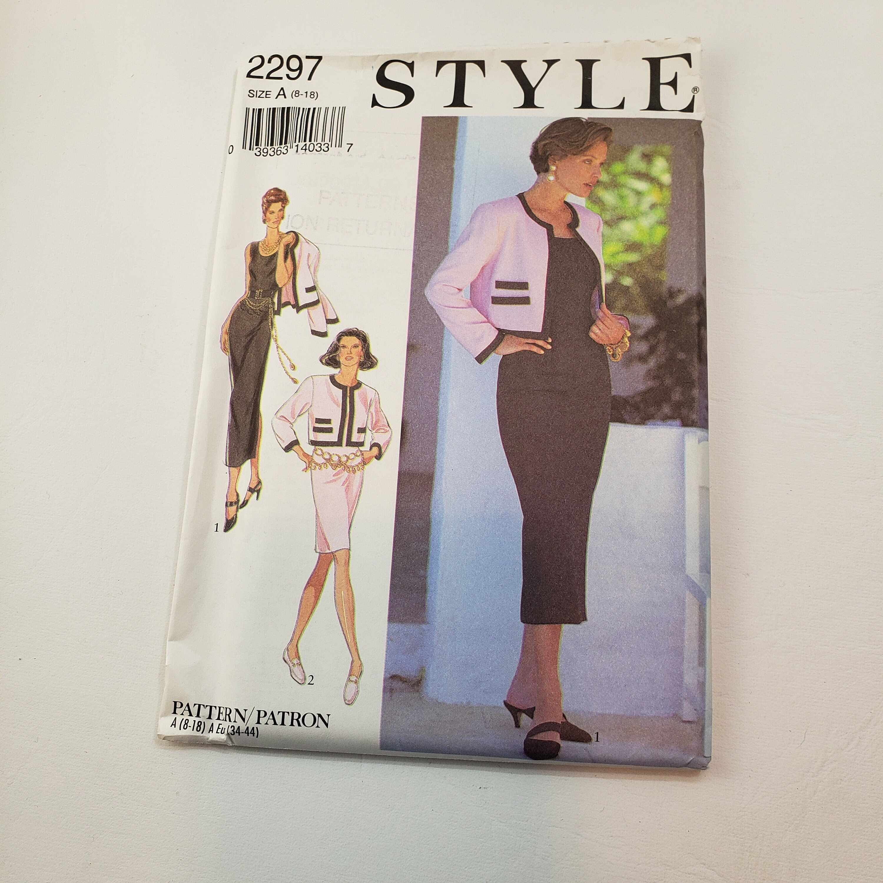 Style 2297 Sewing Pattern for Short Contrast Jacket and Slim Fitting ...