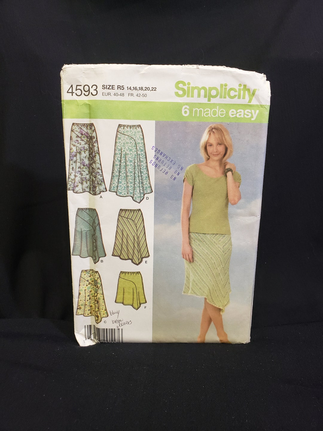 Simplicity 4593 Sewing Pattern 4593 Plus Size Skirt Sizes - Etsy