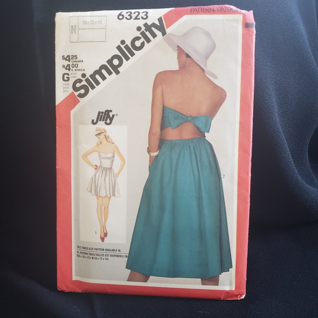 Simplicity 6323 Sewing Pattern for Tube Top Dress, Flared Skirt ,bow ...
