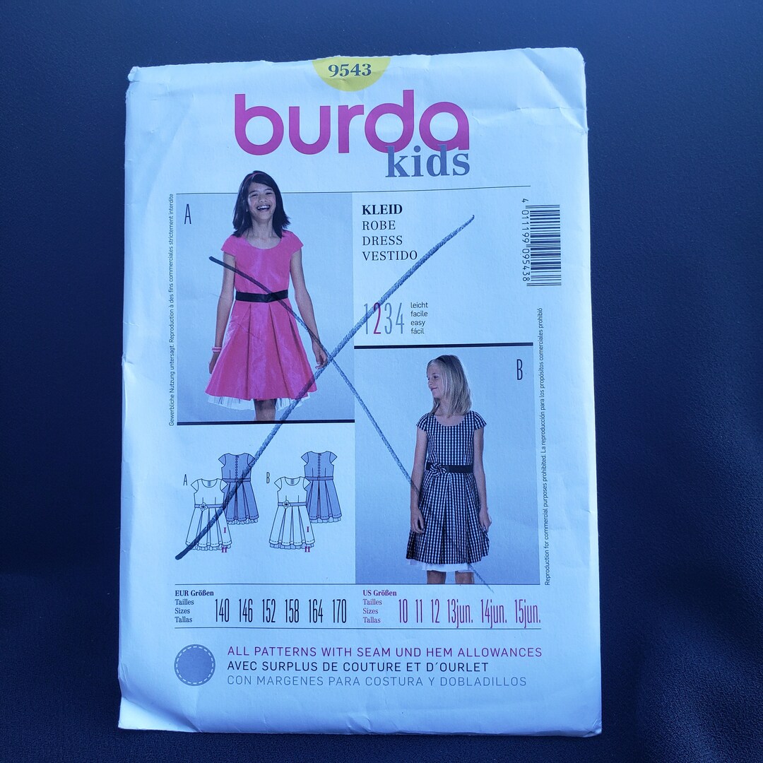 Burda Kids 9543, Girls Sewing Pattern for High Waisted, Empire Waist ...