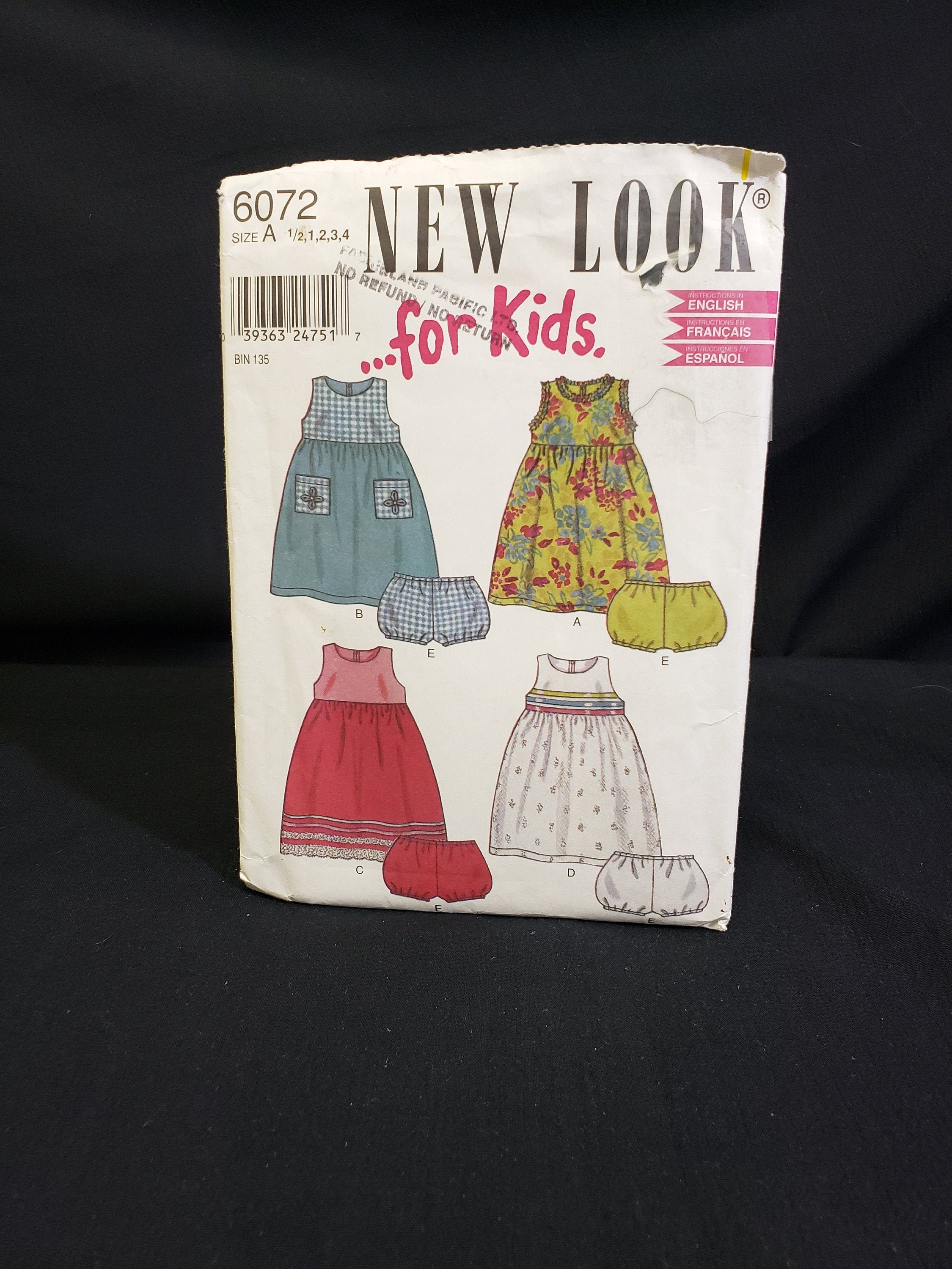 New Look 6072 Sewing Pattern for Kids Toddler Dress and - Etsy