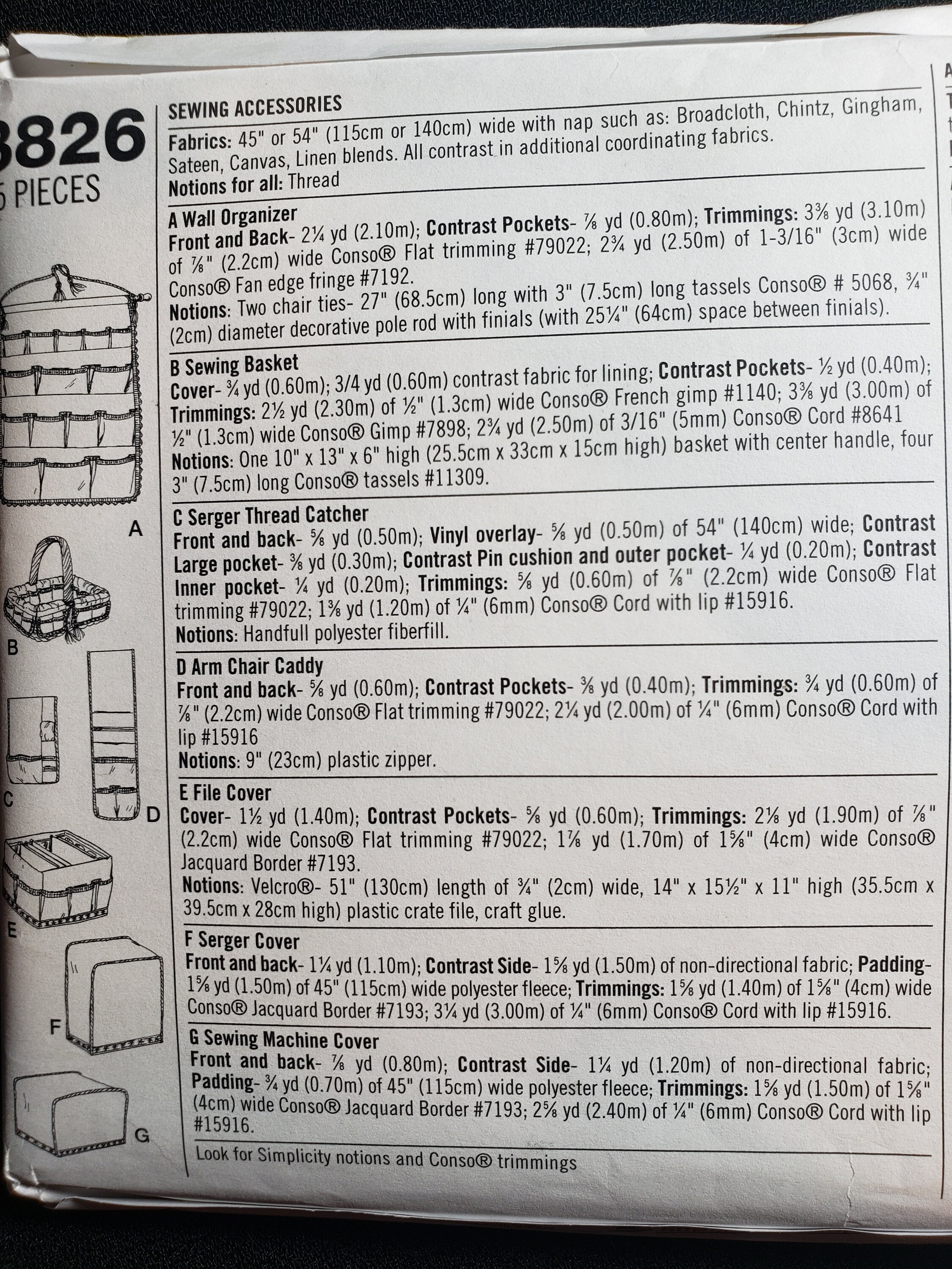 Simplicity 8826 Sewing Pattern for Sewing Room Accessories Wall ...