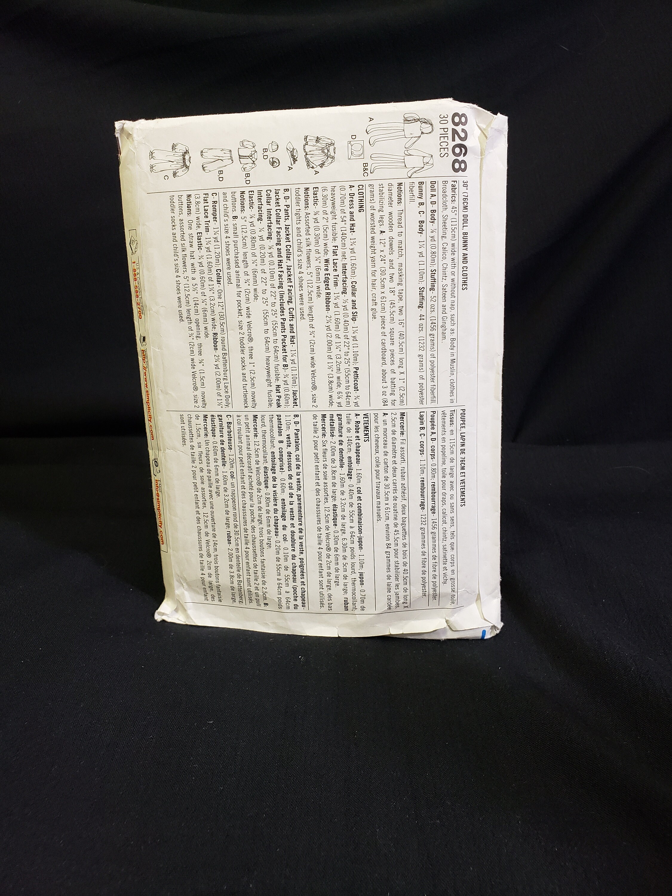 Simplicity 8268 Crafts Sewing Pattern for 30 Inch Doll, Bunny and ...