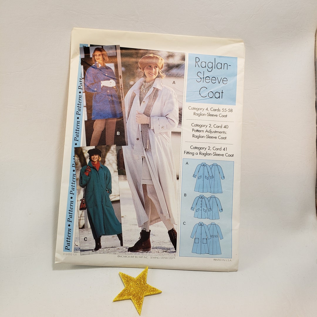 Step by Step Sewing Pattern, Raglan Sleeve Swing Coat and Jacket UNCUT ...