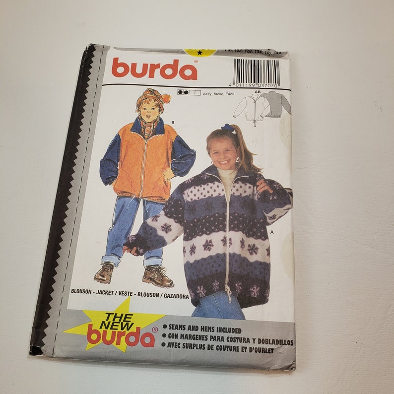 Burda 3707 Sewing Pattern for Bomber Type Kids Unisex Jacket, Great ...