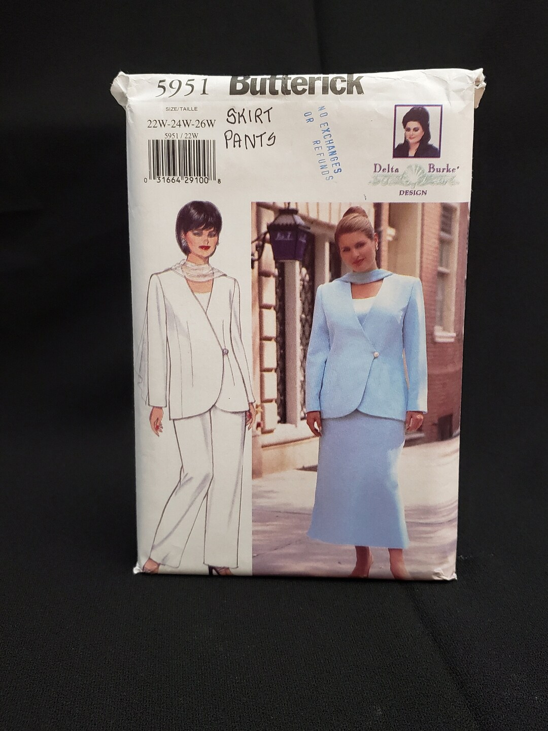 Butterick 5951 Sewing Pattern for Delta Burke Jacket, Pants and Skirt ...