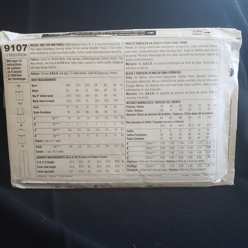 Simplicity 9107 Sewing Pattern for Misses Halter/summer Tops and Pull ...