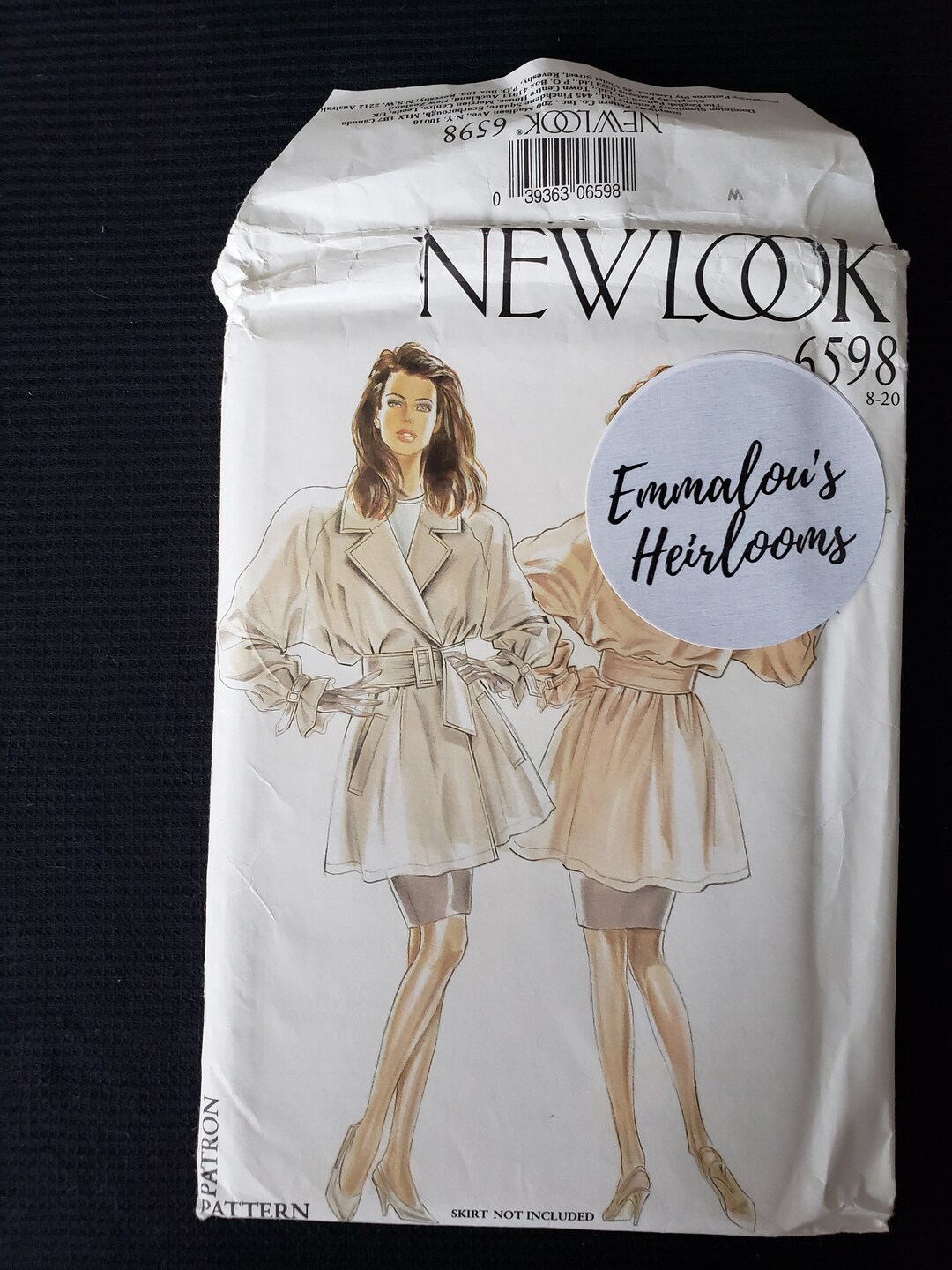 New Look 6598 Sewing Pattern For- Late 70's Summer Coat With Belt, Size ...