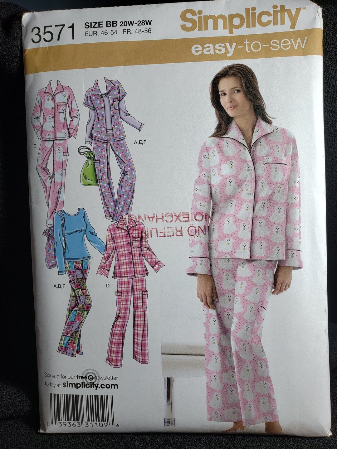 Simplicity 3571 Womens Sewing Pattern for Sleepwear, Knit Top, Pajama ...