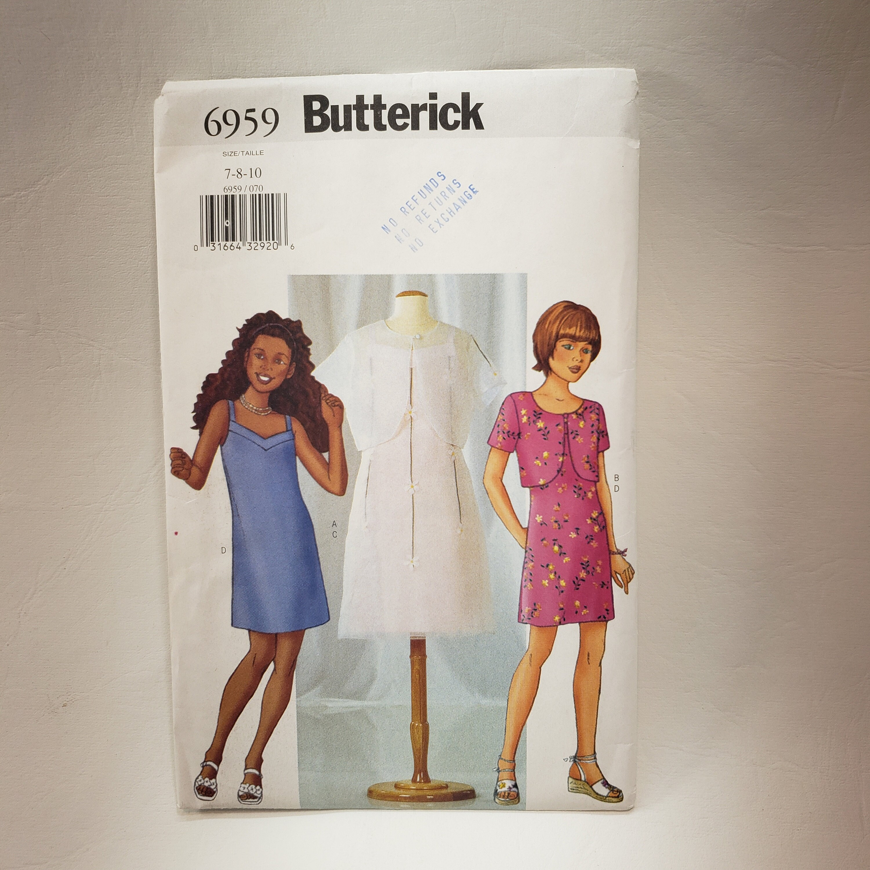 Butterick 6959 Sewing Pattern for Girls Jacket and Dress, Shoulder ...