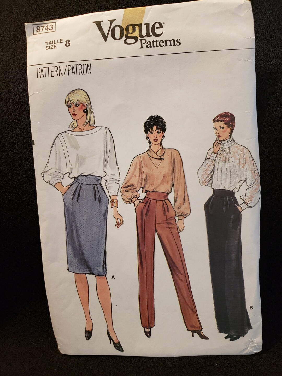 Vogue 8743 Sewing Pattern for Misses Skirt and Pants, Skirt is Knee or ...