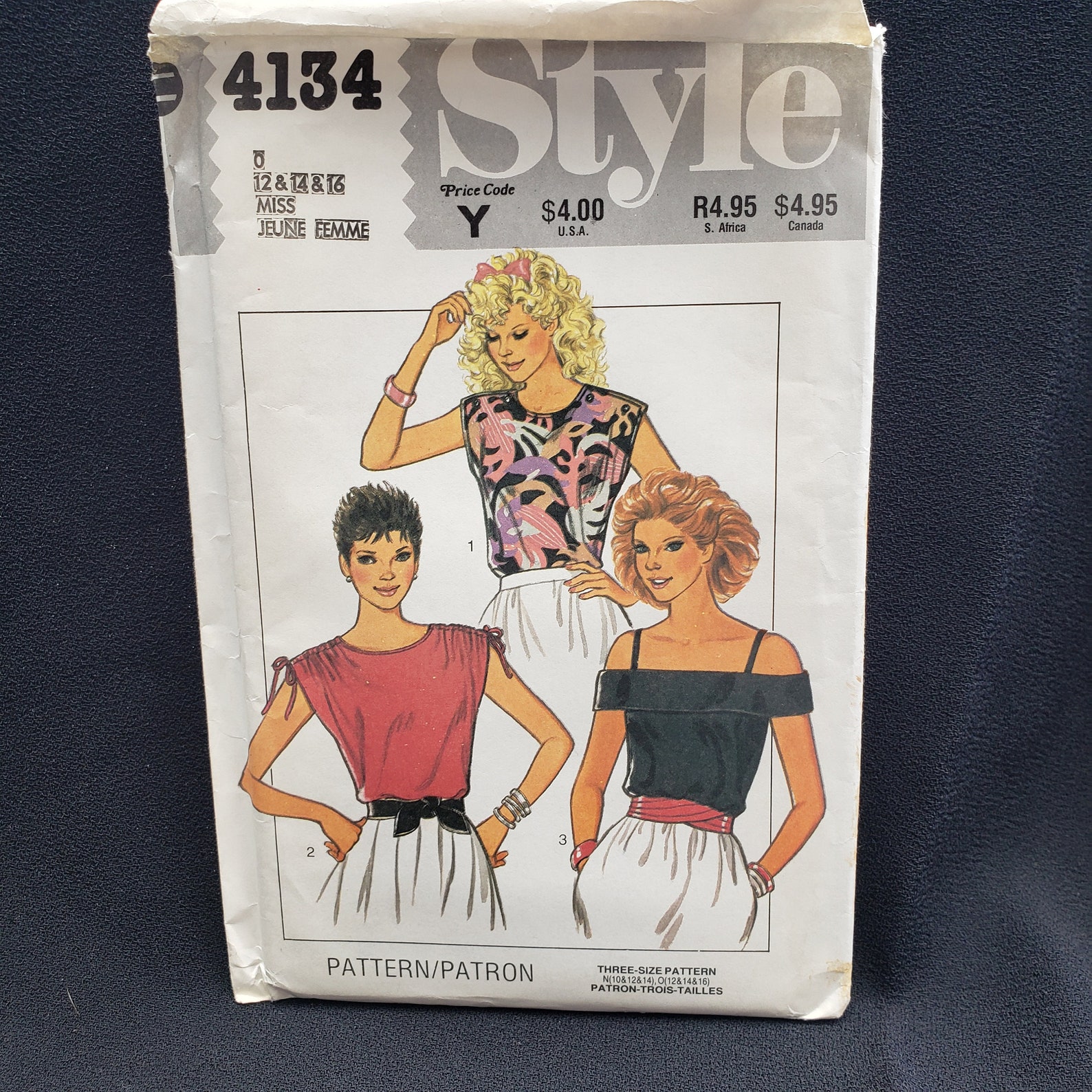 Style 4134 Sewing Pattern for Misses Set of Tops, Cap Sleeves, Buttons ...