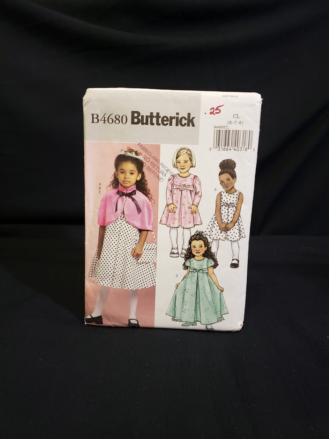 Butterick 4680 Sewing Pattern for Little Girls Empire Waist Party Dress ...