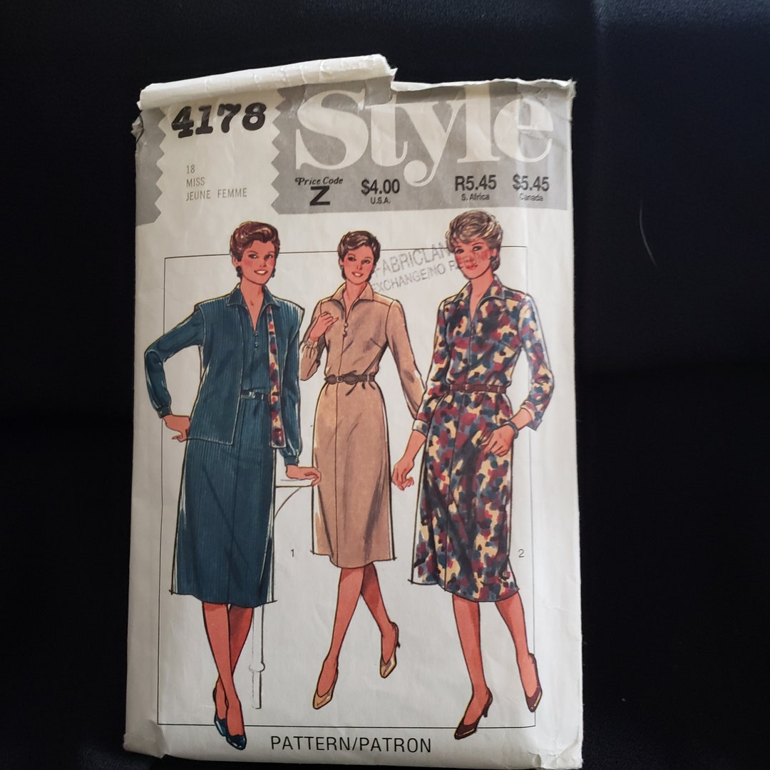Style 4178 Sewing Pattern for Vintage 80's Straight Dress and Vest ...