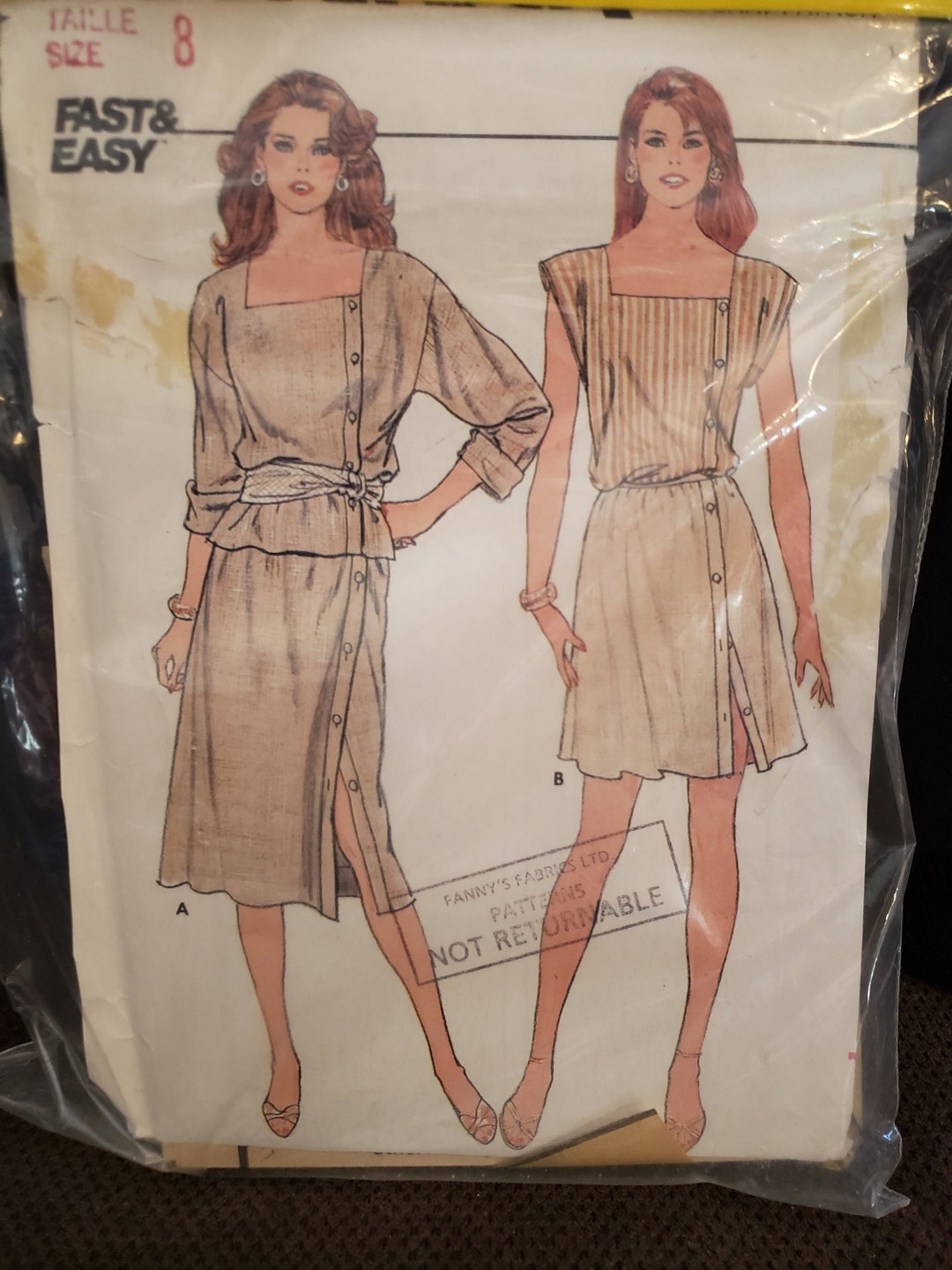 Butterick 4972 Sewing Pattern for Top & Skirt Cut to a Size 8, Pattern ...