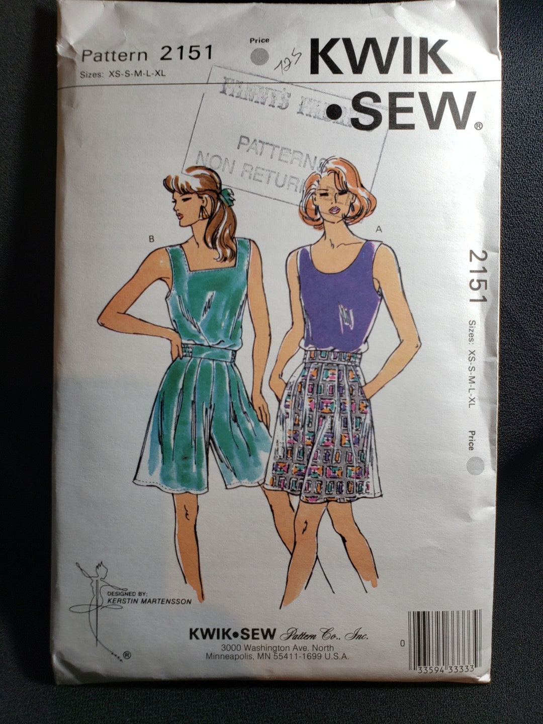 Kwik Sew 2151 Sewing Pattern for Tank Tops and Shorts, Scoop and Square ...