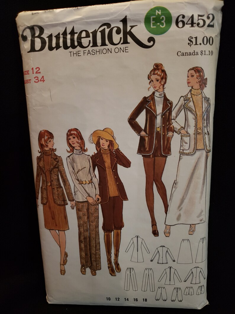 Butterick 6452 Sewing Pattern for Misses Size 12 CUT Dress, Pants ...