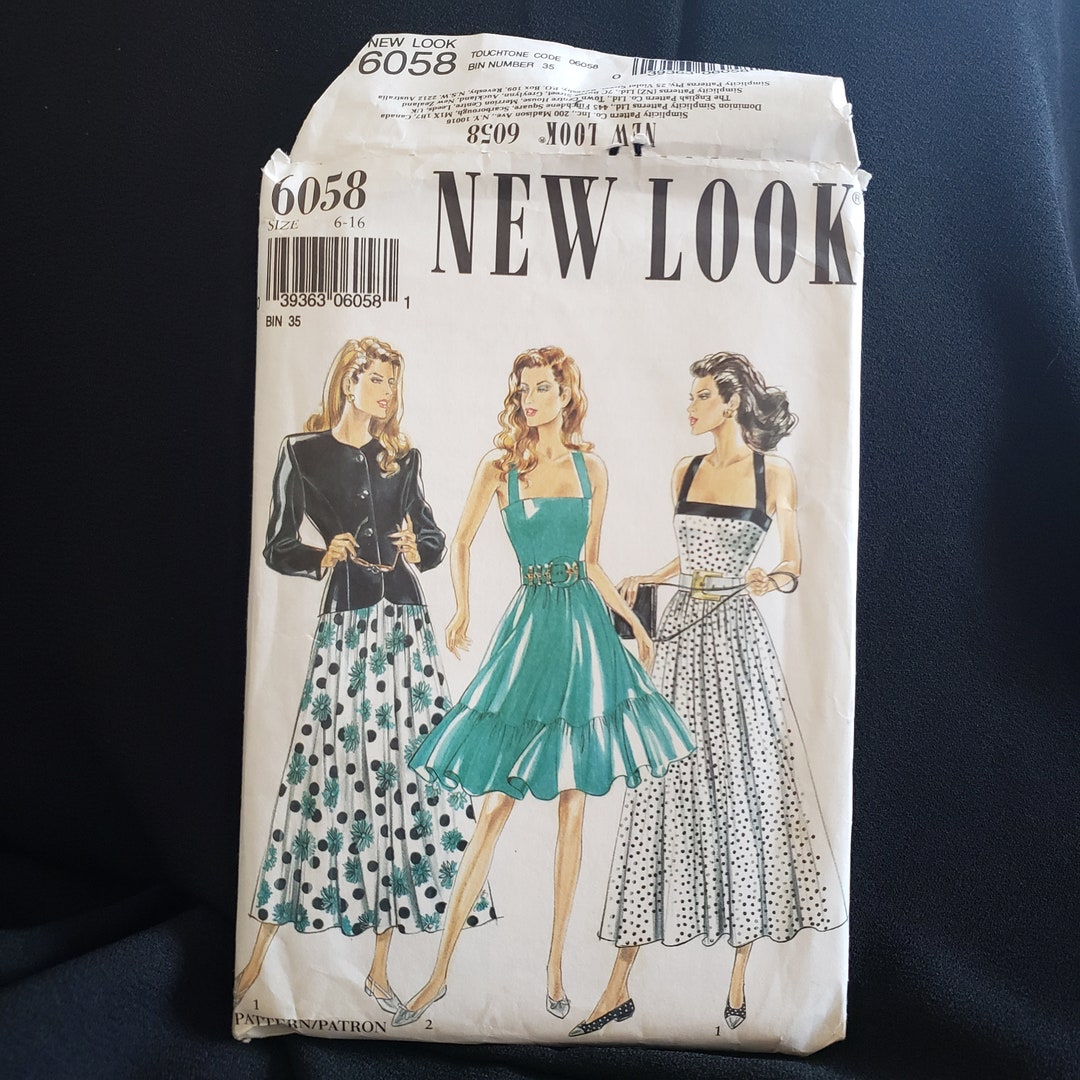 New Look 6058 Sewing Pattern for Fitted Bodice, Shoulder Straps, Flared ...
