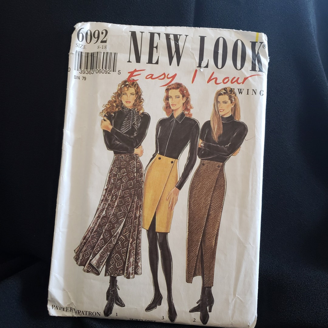 New Look 6092 Sewing Pattern for Vintage Wrap Skirt, Ankle Length or ...