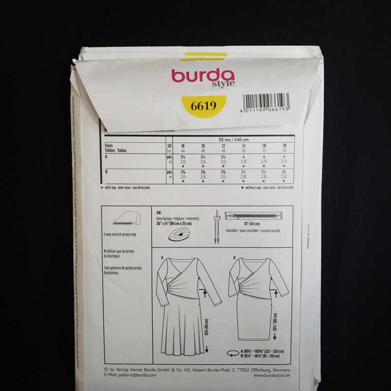 Burda Style 6619 Sewing Pattern for Plus Size Wrap Dress, Formal ...