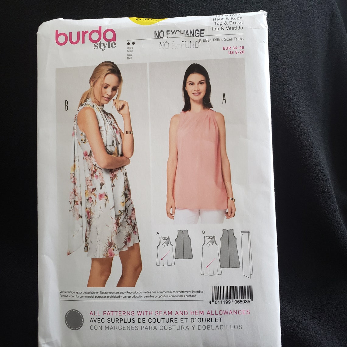 Burda 6503 Sewing Pattern for Semi Fitted Bias Cut Pleated - Etsy
