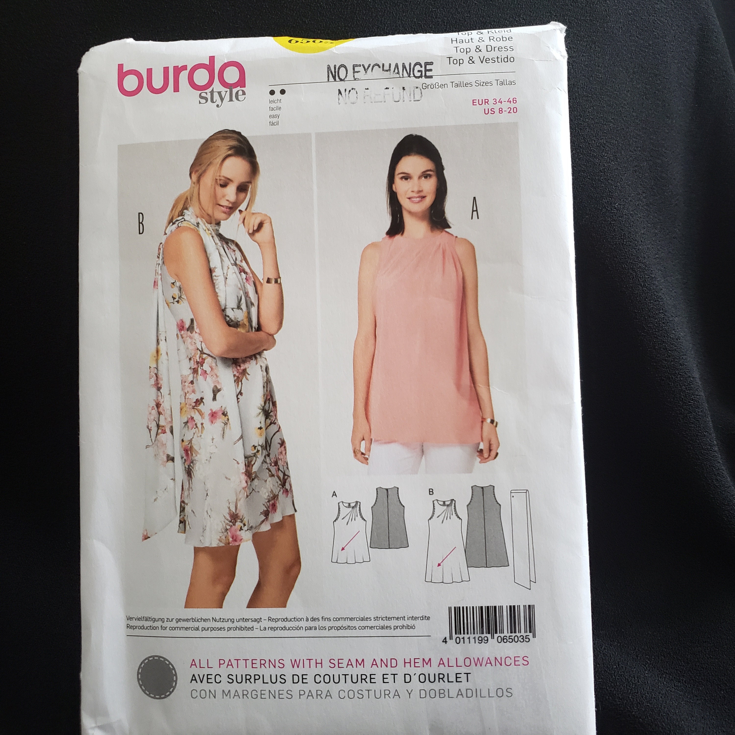 Burda 6503 Sewing Pattern for Semi Fitted Bias Cut Pleated - Etsy