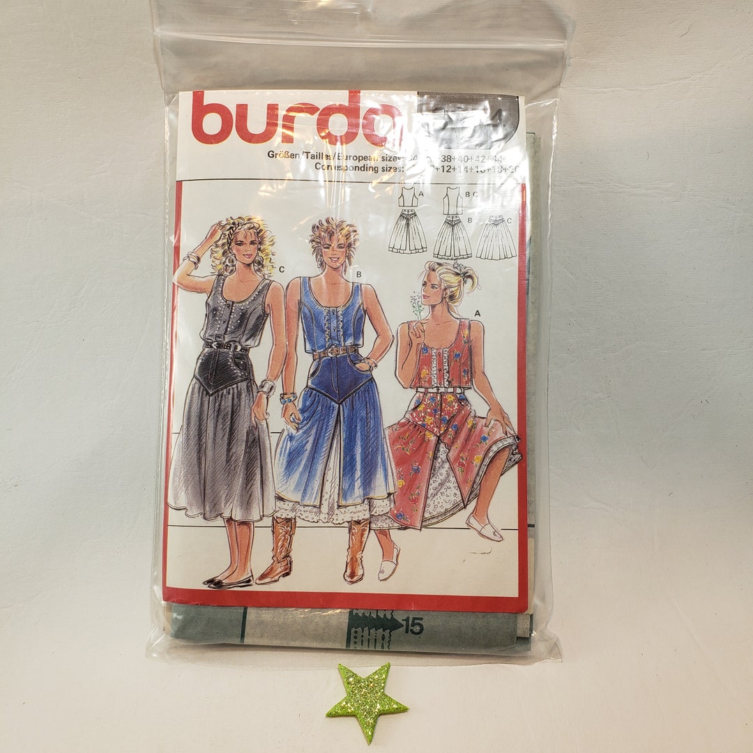 Burda 6054 Sewing Pattern, Camisole Top and Western Type Skirt, UNCUT ...