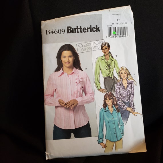 Butterick 4609 Sewing Pattern for Classic Button Front Blouse - Etsy