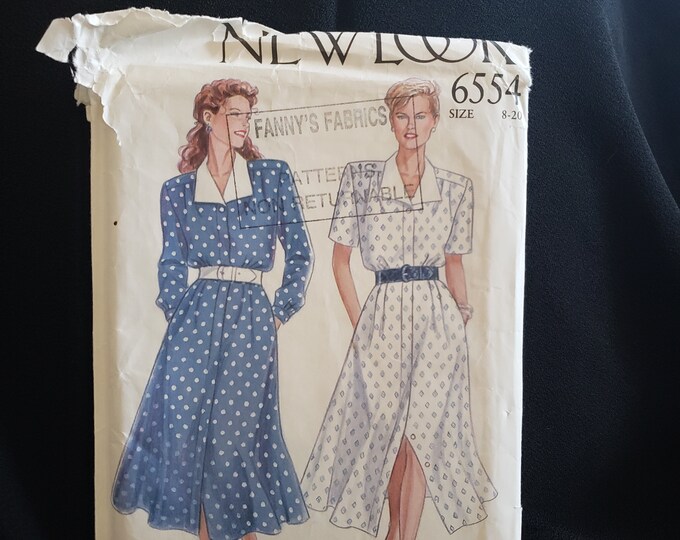 New Look 6554 Sewing Pattern for Blouson Dress, Big Wing Collar, Short ...