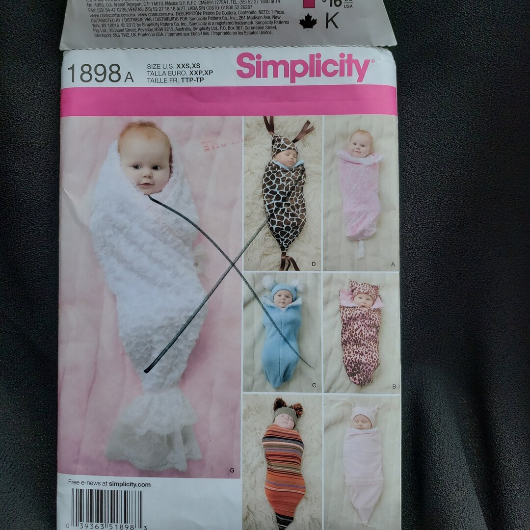 Simplicity 1898 Sewing Pattern for Babies Swaddling Clothing - Xxs-xs ...