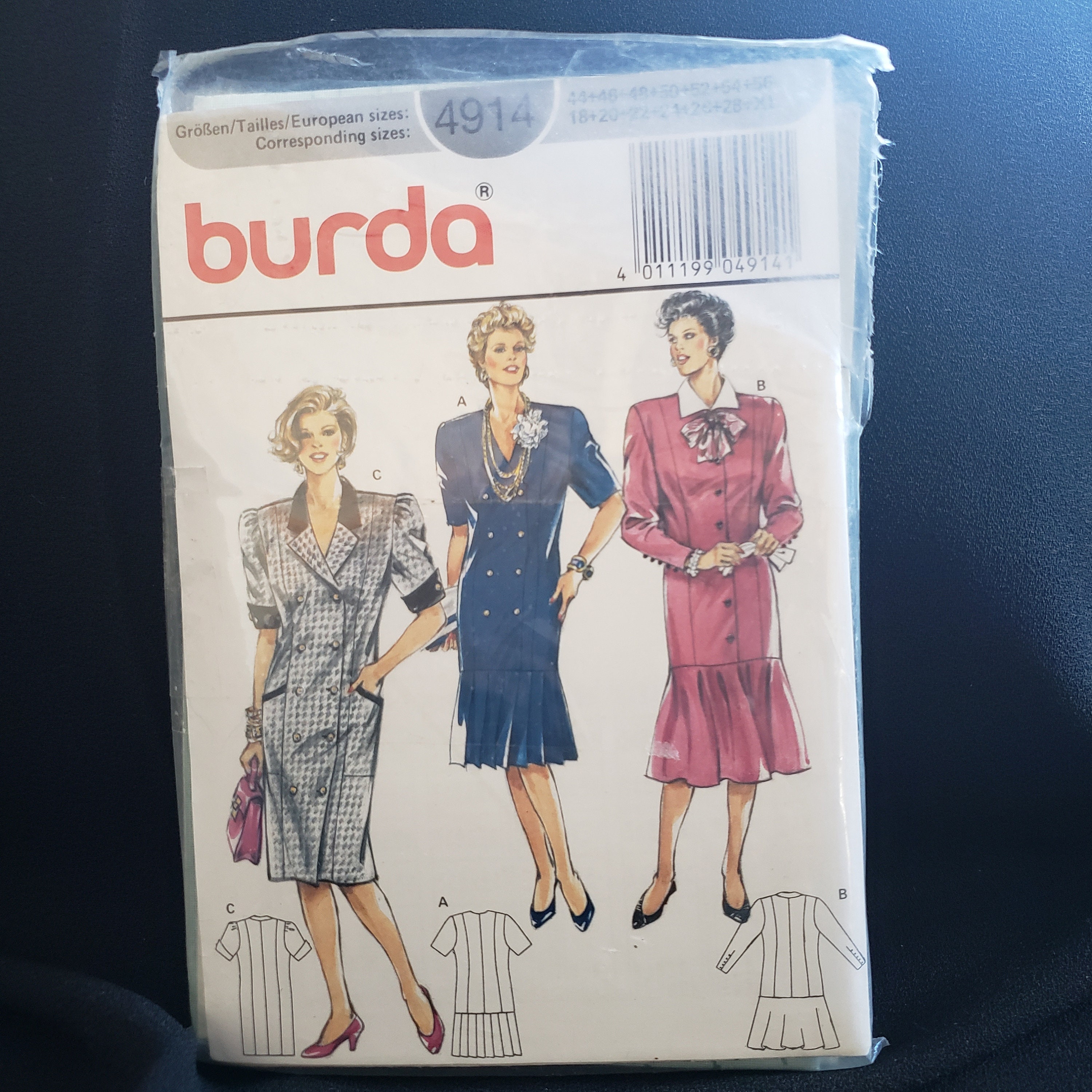 Burda 4914 Sewing Pattern for Drop Waist or Straight Dress, 30's Type ...
