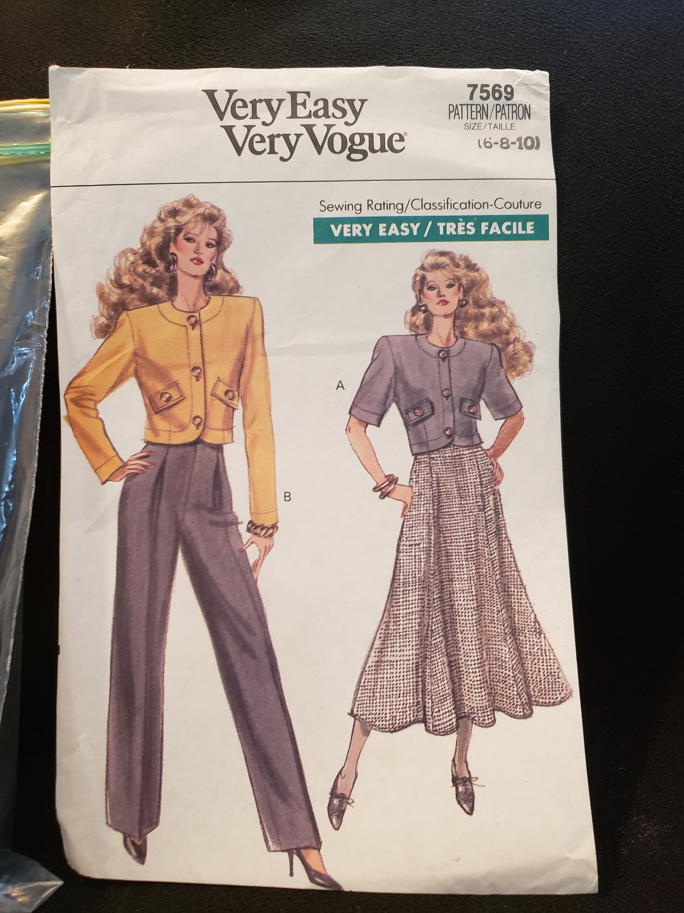 Vogue 7569 Sewing Pattern for Waist Jacket, Pleated, Straight Legged ...