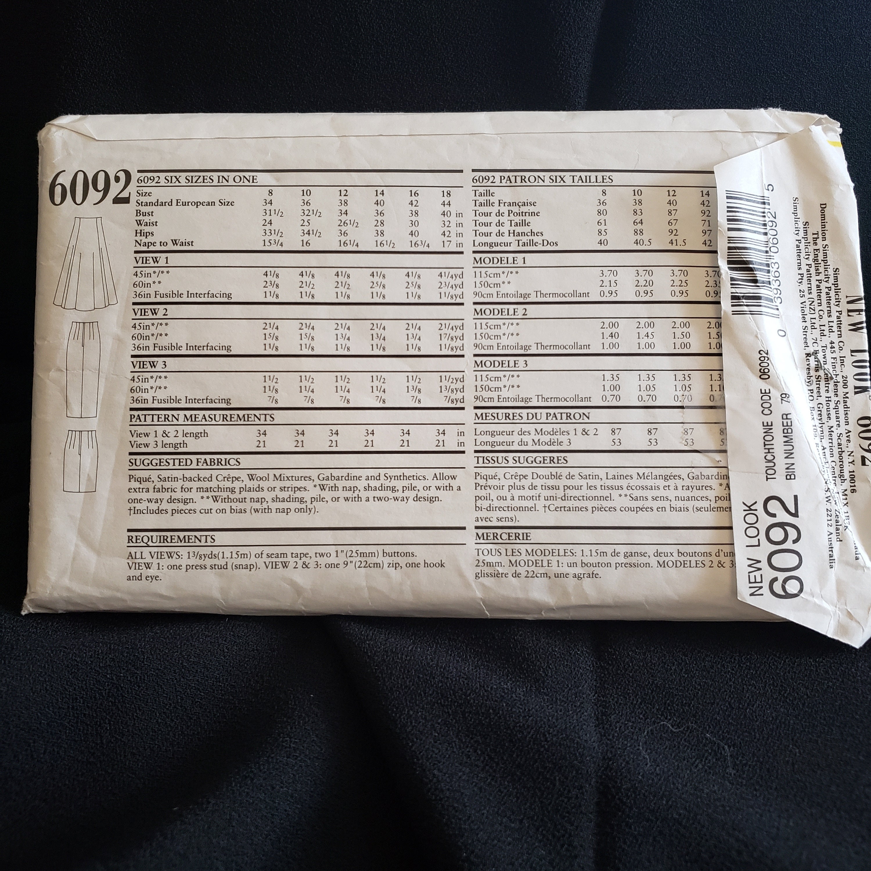 New Look 6092 Sewing Pattern for Vintage Wrap Skirt, Ankle Length or ...